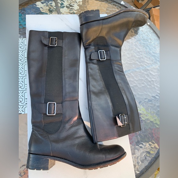 Taryn Rose | Shoes | Taryn Rose Black Leather Black Tall Boots Size 8 ...